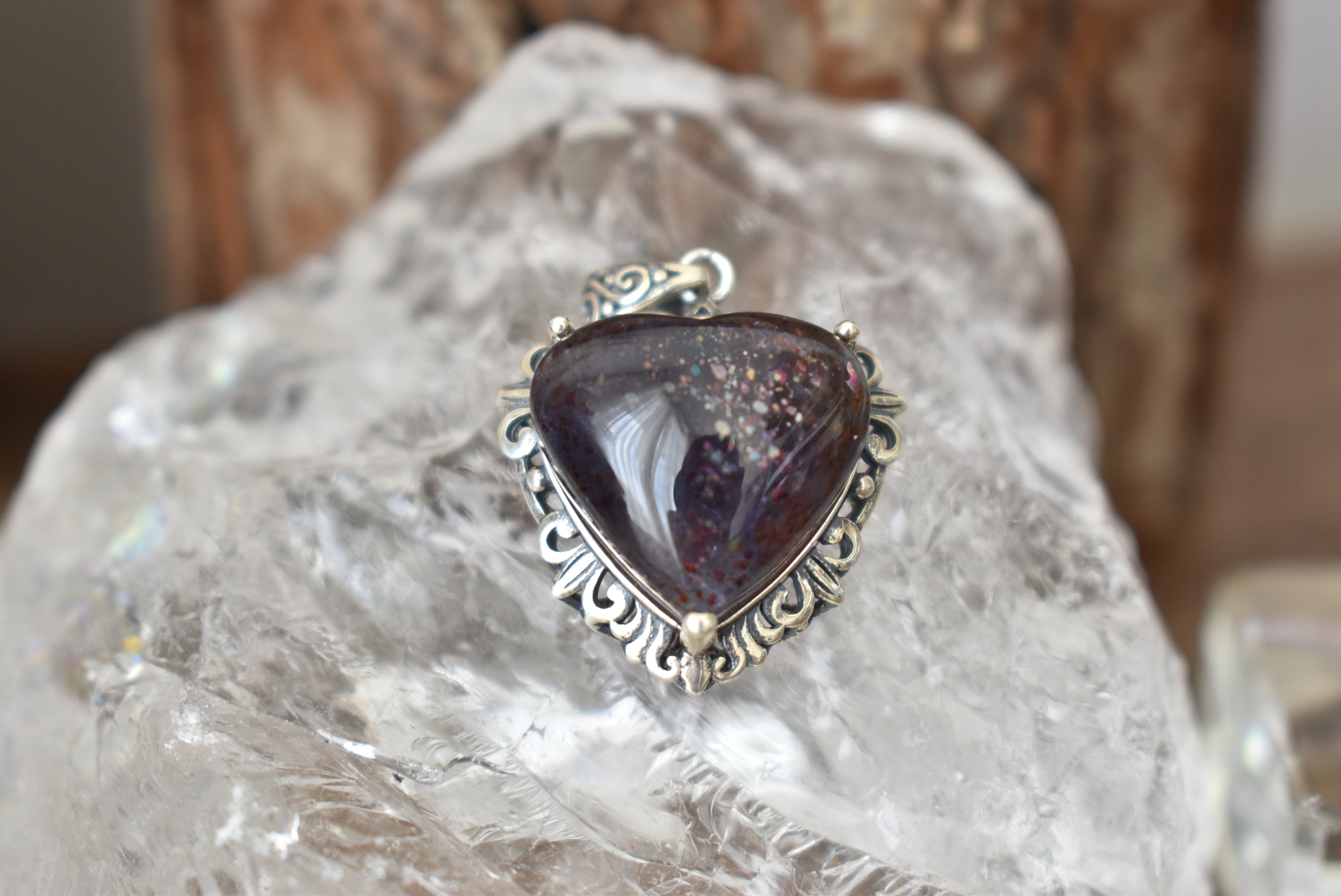 Lolite Heart Sterling Silver Pendant 925 silver Handmade | Rare ...